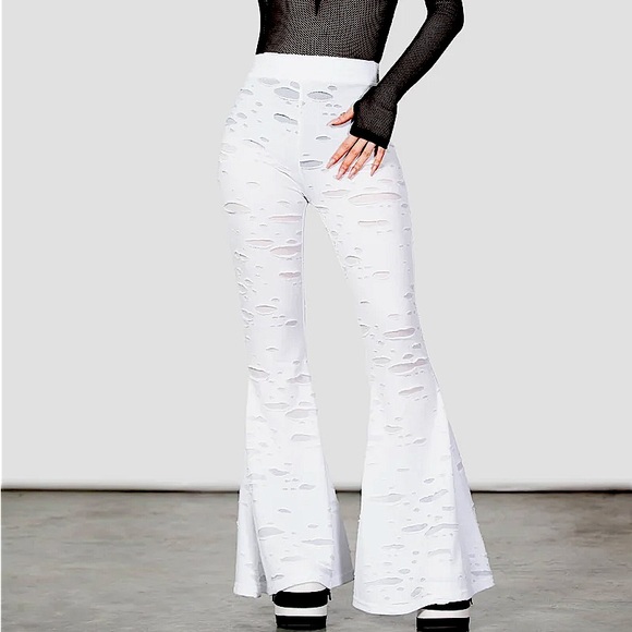 Killstar | Pants & Jumpsuits | Nwt Killstar White Distressed Biter ...